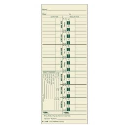 TOPS Time Card, Weekly, Manila, #1900L, Green Ink Front