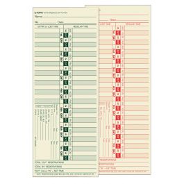 TOPS Time Card, Bi-Weekly, Manila, Green Ink Front, Red Back, 500 CD/BX