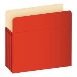 Pendaflex Color File Pockets, Letter Size, Red, 3.5" Expansion, 25/BX