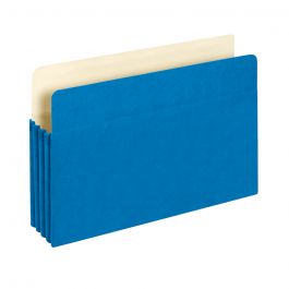 Pendaflex Colored File Pockets, 3.5", Blue, Legal, 25/BX, Bulk
