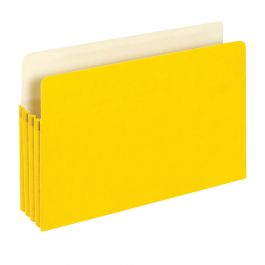 Pendaflex Colored File Pockets, 3.5", Yellow, Legal, 25/BX, Bulk
