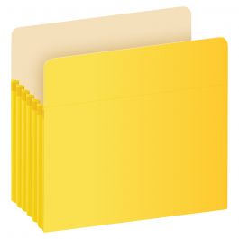 Pendaflex Color File Pockets, Letter Size, Yellow, 5.25" Expansion, 10/BX