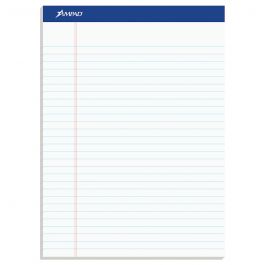 Ampad Writing Pads, 8-1/2" x 11-3/4", Legal Rule, 50 Sheets, 12 Pack