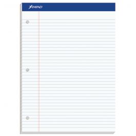 Ampad Double-Sheet Writing Pad, 8-1/2" x 11-3/4", College Rule, 3-Hole ...
