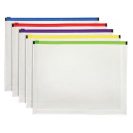 Pendaflex Poly Zip Envelope, 5 Pack, Letter Size, Assorted