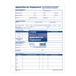Adams Application for Employment, White, 2-sided, 50 SH, 2 PD/PK