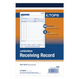 TOPS Receiving Record Book, 3-Part, Carbonless, 50 ST/BK