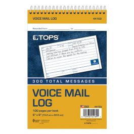 TOPS Voice Message Log Book, 2-sided, 1-Part, White, 3 MSG/PG, 50 SH/BK