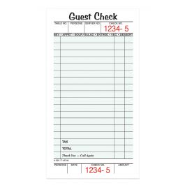 Adams Guest Check Pads, 1-Part, Perforated, 10/PK