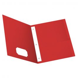 Oxford Twin Pocket Folder with Fasteners, Red