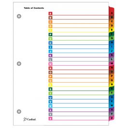 Cardinal OneStep Printable Table of Contents Dividers, A-Z, Multicolor