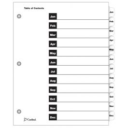 Cardinal OneStep Printable Table of Contents Dividers, Monthly, White