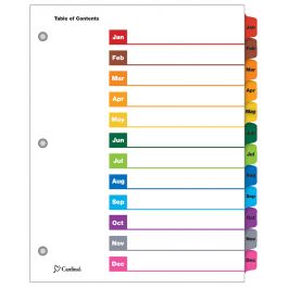 Cardinal OneStep Printable Table of Contents Dividers, Monthly, Multicolor