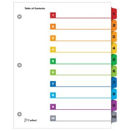 Cardinal OneStep Printable Table of Contents Dividers, 10 Tab, Multicolor