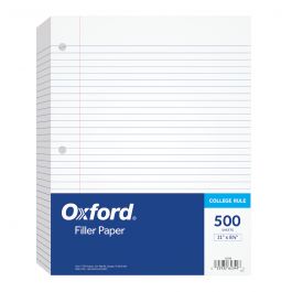 Oxford® Filler Paper, 8-1/2" x 11", College Rule, 3-Hole Punched, Loose ...