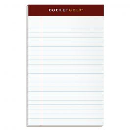 TOPS Docket Gold Writing Pads, 5" x 8", Jr. Legal Rule, 50 Sheets, 12 Pack