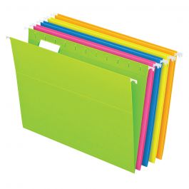 Pendaflex Glow Hanging Folders, Letter Size, Assorted Neon Colors, 1/5 ...