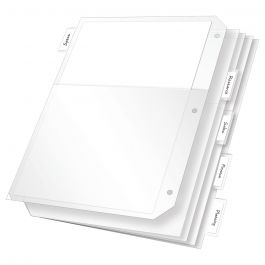 Cardinal Poly Ring Binder Pockets with 5 Insertable Tabs, Clear