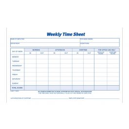 Adams Weekly Time Sheet 2/PK, 1-Part, 100/PD