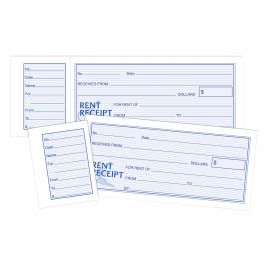 Adams Rent Receipt, 1-Part with tear-off stub, 2-3/4" x 7-15/16", 50/BK