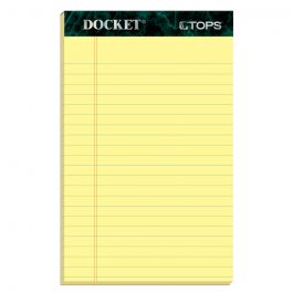 TOPS Docket Writing Pads, 5" x 8", Jr. Legal Rule, Canary Paper, 50 ...