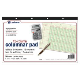 Adams Columnar Pad, 12 Col, 14" x 8-1/2", 6 EA/CT
