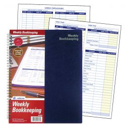 Adams Adams Weekly Bookkeeping Record Book, Spiral Bound, 8-1/2" x 11"