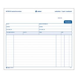 Adams Invoice for Services, 3-Part, Carbonless