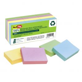 Redi-Tag® 100% Recycled Self-Stick Notes, 1.5" x 2", Assorted Pastel ...
