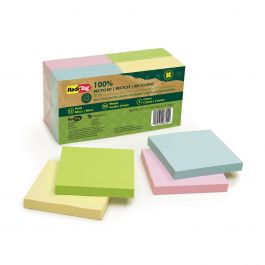 Redi-Tag® 100% Recycled Self-Stick Notes, 3" x 3", Assorted Pastel ...