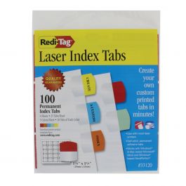 Redi-Tag® Laser Printable Index Tabs, 1-1/8", Colored, 100/Pack