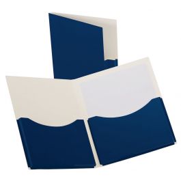 Oxford Double Stuff Laminated Twin Pocket Folder, Letter Size, Navy