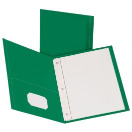 Oxford Twin Pocket Folders with Fasteners, Hunter Green