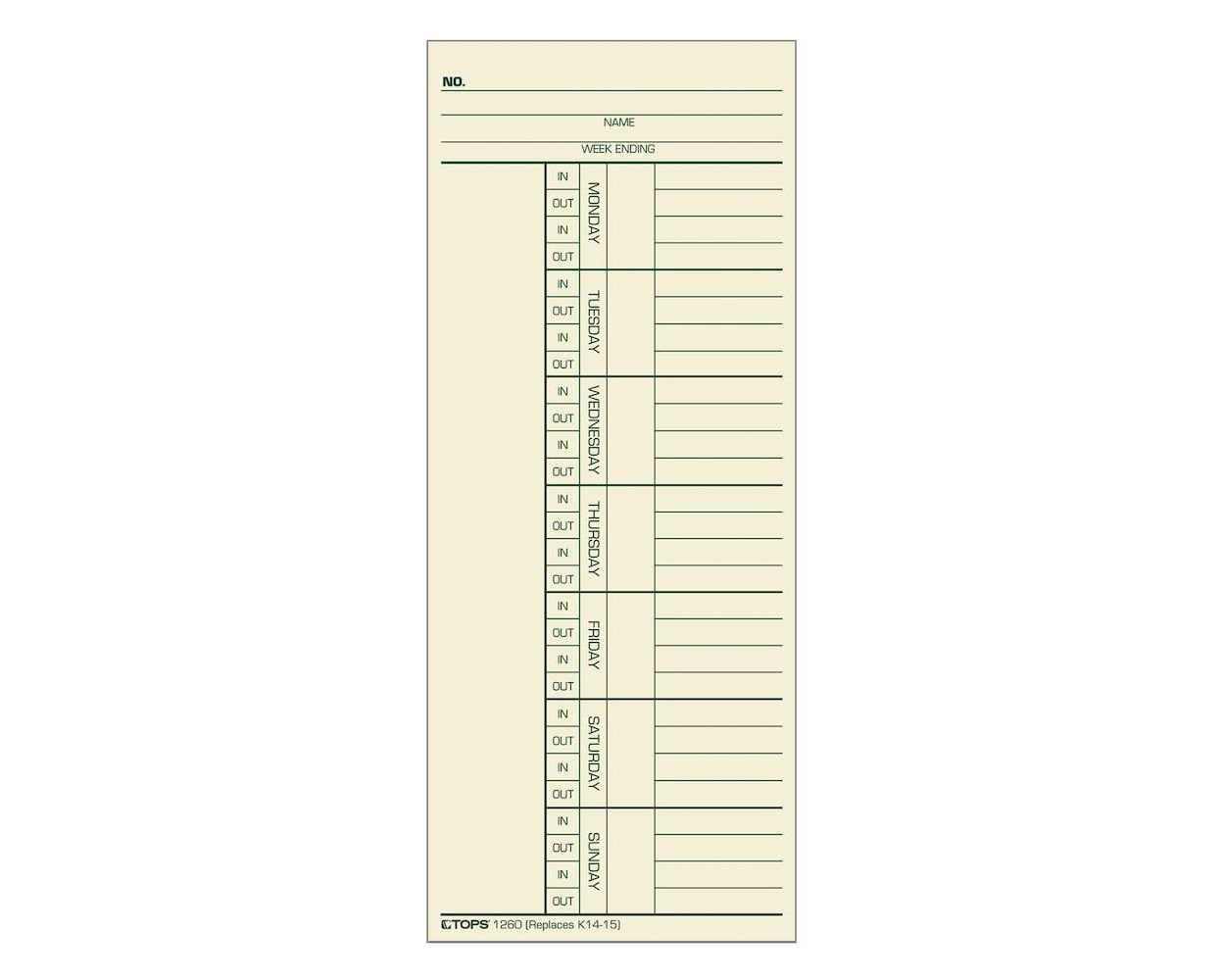 Wholesale TOPS Named Days/Overtime Time Cards TOP12603 in Bulk
