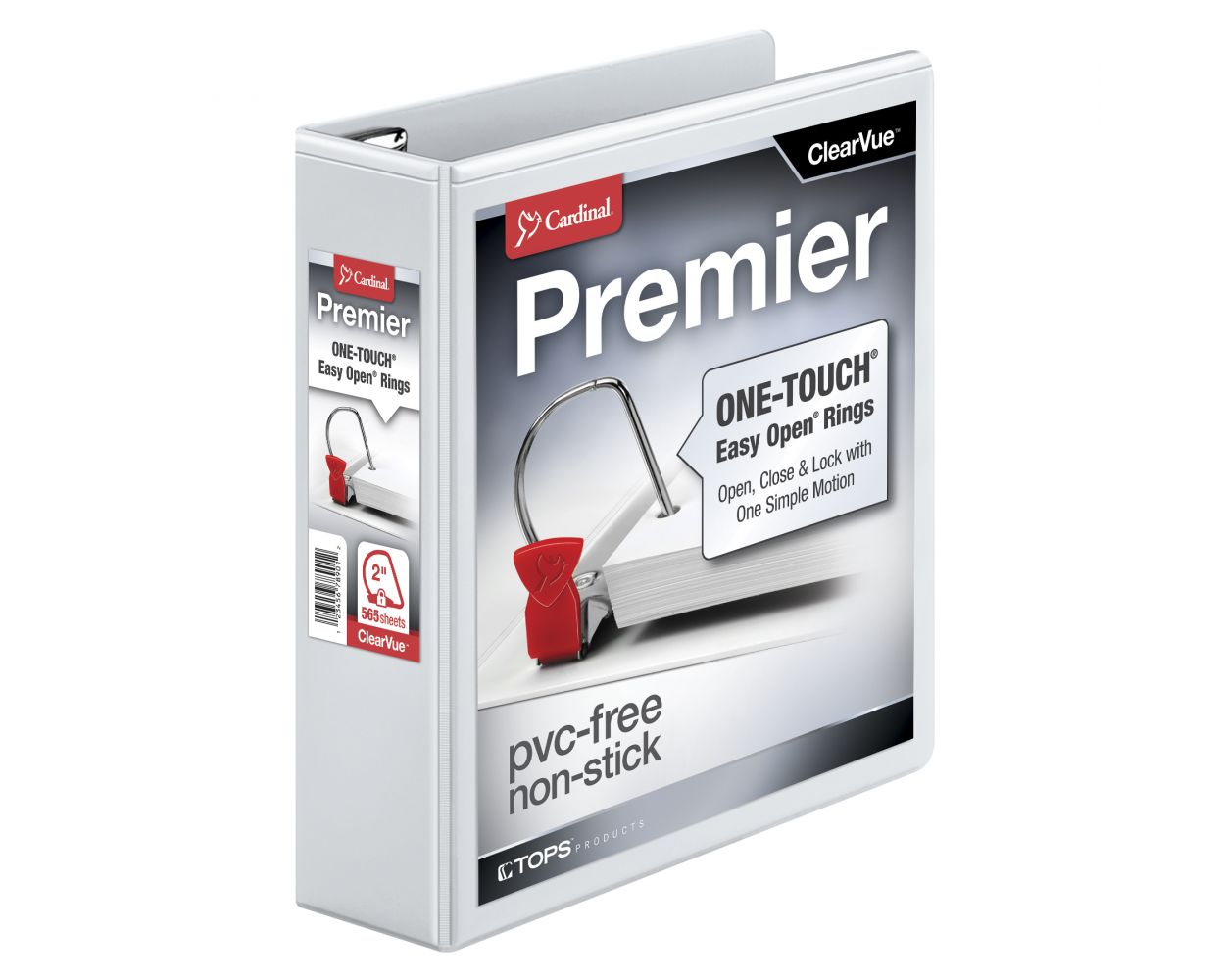 Cardinal Premier Easy Open ClearVue Locking Slant-D Ring Binder, 2", White