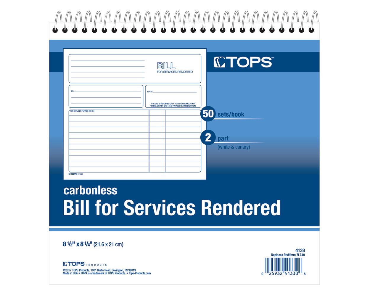 Wholesale TOPS Wirebound Invoice Book TOP4133 in Bulk