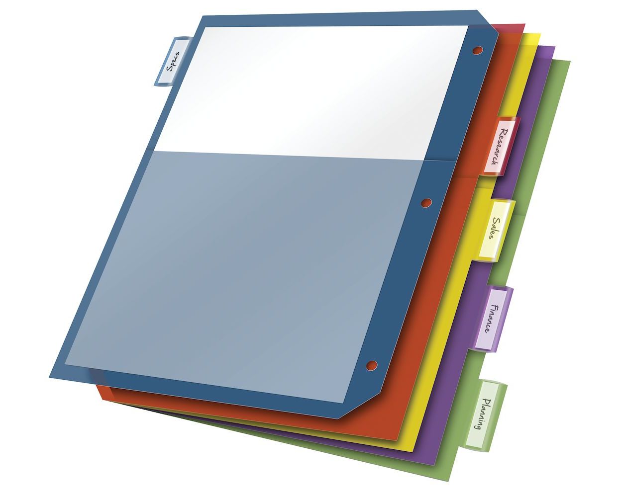 Cardinal Double Pocket Poly Dividers, 5 Tab, Multicolor