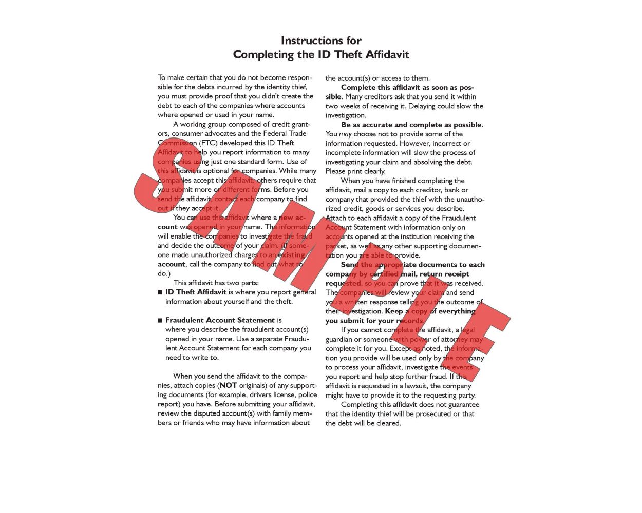 identity theft affidavit